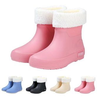 Generic Bottes dhiver en caoutchouc pour femme avec doublure en peluche, amovibles et lavables, imperm&eacute;ables, antid&eacute;rapantes, chaudes, pour le travail, la p&ecirc;c