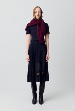 Claudie Pierlot Robe midi bi-matière noire et marine