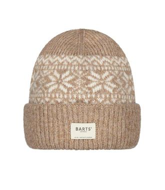 Barts Damen Beanie Strickm&uuml;tze gestrickte Winterm&uuml;tze mit Norwegermuster Negomba 6480 Light Brown 24