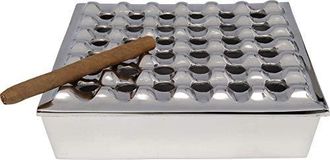 Kare Design Design Aschenbecher Soho, Silber, Quadratisch, XL, Großer Aschenbecher, mit abnehmbarem Deckel, für Draußen, Dekoschale, Wohnzimmer, Aluminium, 7x25x2