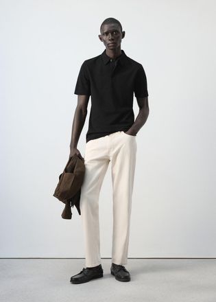 Mango Slim-Fit-Poloshirt aus Piqu&eacute;stoff schwarz - Herren - XXL - MANGO MAN