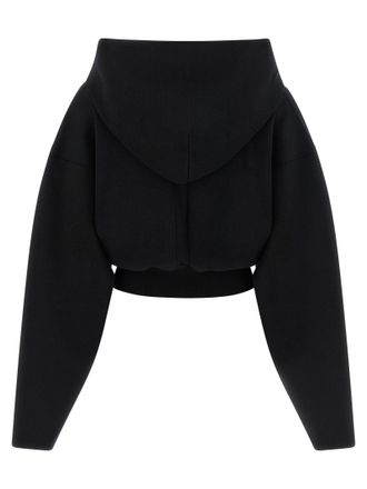 Rick Owens Cropped Viscose Sweatshirt - Black