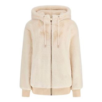 Guess Femme, Vestes, Beige, Taille: 38 FR Lucrezia Faux Fur Logo Jacket