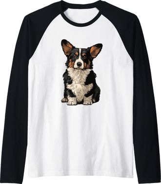 Whyitsme Design Strickjacke mit walisischem Corgi-Hunde-Illustration Raglan