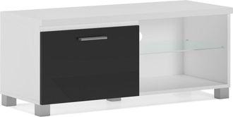 Skraut Home Skraut Home - M&ouml;bel, TV-Schrank, Fernsehtisch, led, Wohnzimmer, in den Farben Wei&szlig; und Schwarz gl&auml;nzend lackiert. Ma&szlig;nahmen: 100x40x42 cm