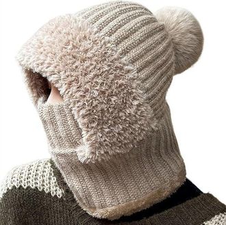 Generic Bonnet 3 en 1 pour femme, cagoule dhiver, bonnet dhiver 3 en 1 avec &eacute;charpe et masque, chapeau &eacute;charpe chaude coupe-vent pour lext&eacute;rieur, doublure en 