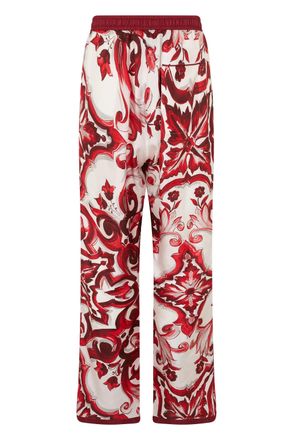 Dolce & Gabbana Mens Trousers Printed Silk Red