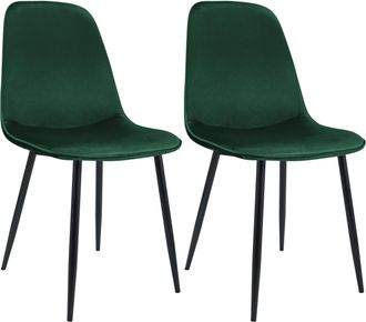 Clp Esszimmerstuhl 2er Set gepolstert Maryam, Küchenstuhl mit Rückenlehne und schwarzem Metallgestell, bis 150 kg belastbar, Farbe:grün, Material:Samt