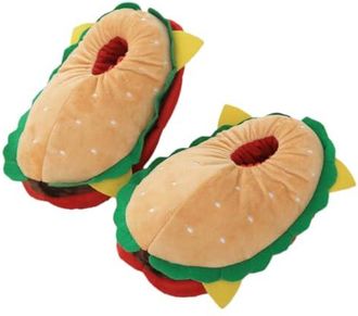Yardwe Pantoufles Dint&eacute;rieur Chaudes Dhiver En Peluche Motif Hamburger Amusant Unisexe Maison Automne Hiver Confort Doux Antid&eacute;rapant Taille Unique