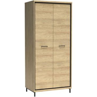Furnix Furnix - Kleiderschrank mediolane M-1 Metallf&uuml;&szlig;e Schrank mit zwei T&uuml;ren Hickory