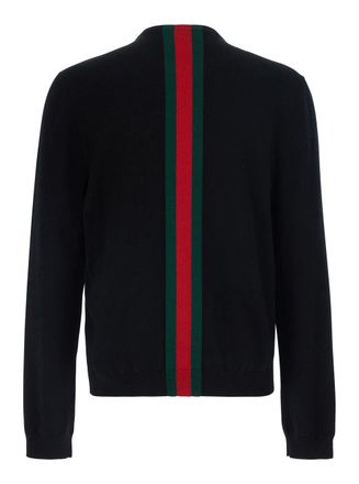 Gucci Mens Crewneck Wool Sweater Blue Tops Top