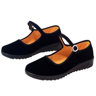 Generic Chaussures Mary Jane pour femme - Large largeur - Style d&eacute;contract&eacute; - Bout rond - Couleur unie - Antid&eacute;rapantes - Respirantes - Confortables - Balleri