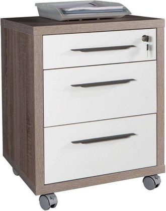 Composad CASSETTIERA UFFICIO 3 CASSETTI LINEA DISEGNO cm. 45 x 48 x h.63 - cemento/bianco