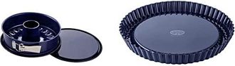 Dr. Oetker Springform Ø 26 cm Back-Liebe Emaille - 26er Kuchenbackform mit extra hohem Rand in Dunkelblau & Obstkuchenform 28 cm Back-Liebe Emaille - 28er Torten