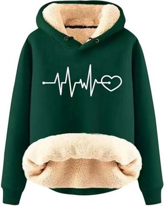 Generic 2026 Vestes dhiver pour femme en velours rembourr&eacute; chaud Sherbet Veste sweat &agrave; capuche, Vert, XXL