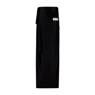Dolce & Gabbana Schwarzer Jerseyrock mit Stoffroseng&uuml;rtel - - Skirts - Damen - Schwarzk - M