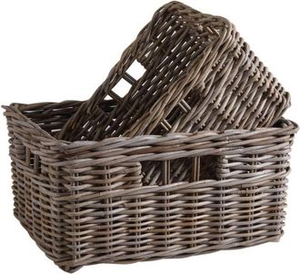 Aubry Gaspard Aubry Gaspard - Corbeille de rangement en poelet gris (Lot de 2)