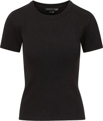 Veronica Beard t-shirt côtelé à encolure ras du cou - Noir