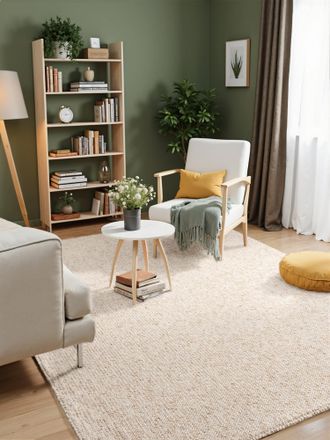 Elle Elle Decoration Rocco - Weicher Flachgewebe Teppich, Maschinen Waschbar, Woll Optik, Langlebig & Nachhaltig, Modern, Skandi Look f&uuml;r Wohnzimmer, Esszi