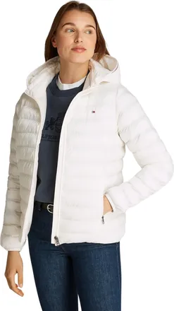 Tommy Hilfiger Damen Jacke Padded Global Stripe Jacket Übergangsjacke, Elfenbein (Ancient White), XXS