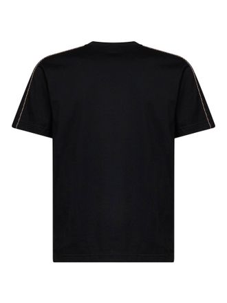 Burberry Mens T-Shirt With Check Trims, Black Cotton T-Shirts And Polos