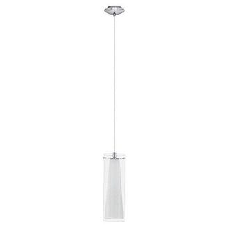 Eglo Suspension luminaire Pinto, lustre suspendu en acier aspect chrom&eacute;, verre transparent et opale mat, blanc, lampe de salon et de salle &agrave; manger, douill