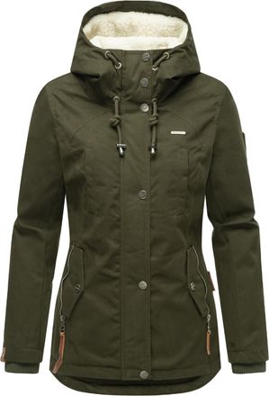 Marikoo Damen warme Winterjacke mit kuscheliger Kapuze Bikoo Olive Gr. 3XL
