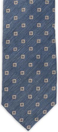Barba Geometric Silk-Linen Necktie - Blue