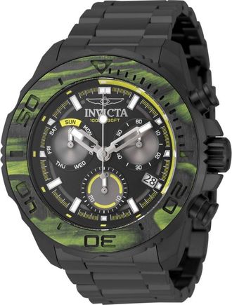 Invicta Carbon Hawk 51082 Herrenuhr - Quarzwerk - Edelstahl mit schwarzem Zifferblatt - 48 mm