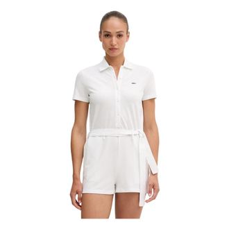 Lacoste Stretch Piqu&eacute; Polo Kragen Playsuit - - Jumpsuits & Playsuits - Damen - Wei&szlig; - 2XL