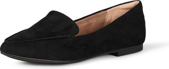 Amazon Essentials Damen Flacher Loafer, Schwarz Mikro Wildleder, 40 EU Weit