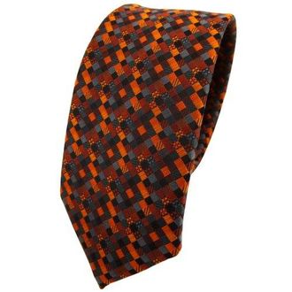 TigerTie &eacute;troit cravate orange rouge-orange noir anthracite gris &agrave; motifs - Tie