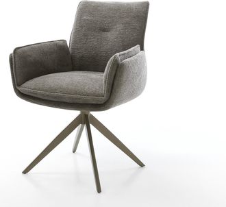 DELIFE Drehstuhl Nela-Flex Boucl&eacute; Soft Schlamm Kreuzgestell breit Effektfinish Titan 360&deg; drehbar Wippfunktion, Esszimmerst&uuml;hle