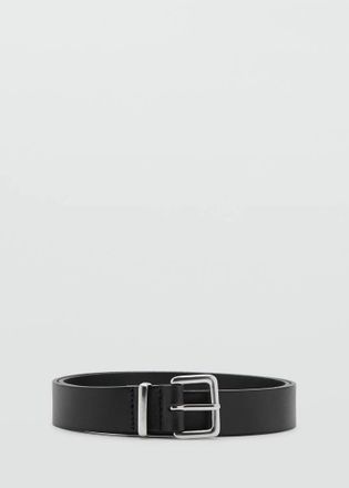 Mango Ceinture cuir boucle noir - Homme - 100 - MANGO MAN