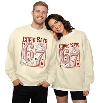 Generic Sweat-shirt sans capuche &agrave; col rond imprim&eacute; pour la Saint-Valentin 2026 pour homme et femme, beige, XXL