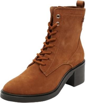 Tommy Hilfiger Bottes Femme Suede Mid Heel Laceup à Talon, Marron (Driftwood Brown), 37