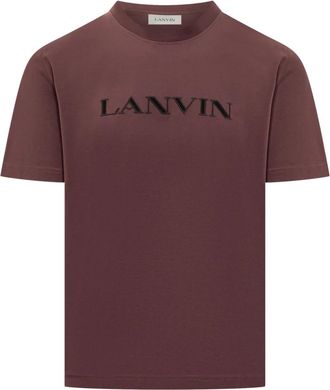 Lanvin Homme, Tops, Brun, Taille: M T-shirt en coton brod&eacute;