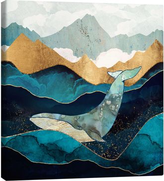 Posterlounge Blauwal Leinwandbild von SpaceFrog Designs 40 x 40 cm T&uuml;rkis Wandbilder Wanddeko