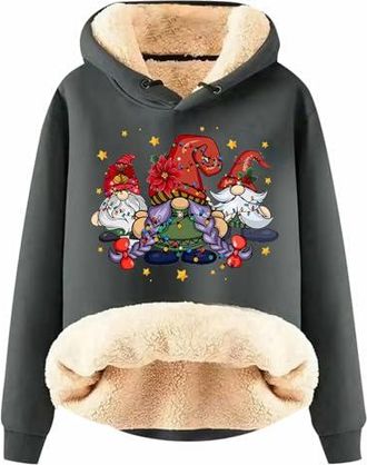 Generic Pull De Noel Femme Pull Noel Femme Sweat Noel Coupe Cool Confortable Hoodie Polaire Imprimé Hiver Sweat Capuchon Chaud