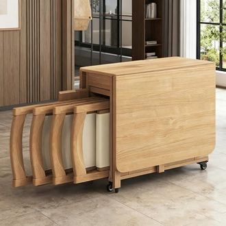 Generic Table Pliante en Bois, Ensemble Cuisine et Salle &agrave; Manger avec tiroir de Rangement, Coin Repas Design for Appartement, Coin Petit-d&eacute;jeuner ou Studio