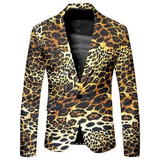 Generic Veste pour homme avec motif imprim&eacute; - L&eacute;opard, z&egrave;bre, tigre, vache - Veste de costume pour carnaval, f&ecirc;te - Blazer coupe ajust&eacute;e - Costume moderne de 