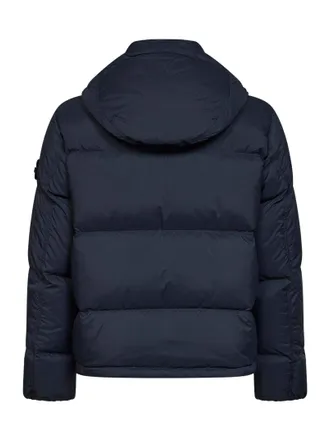 Stone Island Mens Hooded Down Jacket Navy Blue Cordura Polyamide Padded &