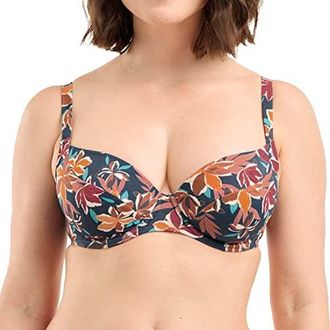 Sans Complexe Haut de Maillot de Bain, Soutien Gorge avec Armatures, Staycation, Floral Print Blue, 95F, Femme