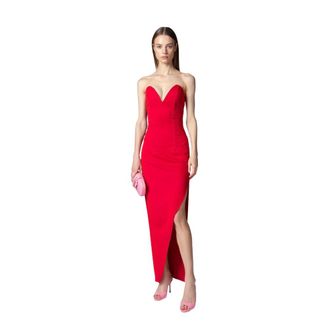 twentyfour Femme, Robes, Rouge, Taille: 40 FR Diamond-Neck Maxi Dress