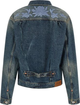 Kenzo Floral Embroidery Denim Jacket - Blue