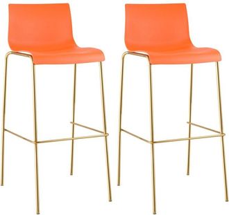Clp Lot de 2 tabourets de bar Hover, plastique, pi&egrave;tement 4 pieds, dor&eacute; Orange