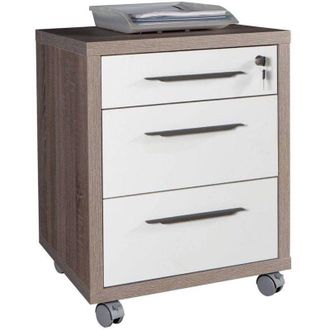Composad CASSETTIERA UFFICIO 3 CASSETTI LINEA DISEGNO cm. 45 x 48 x h.63 - cemento/bianco