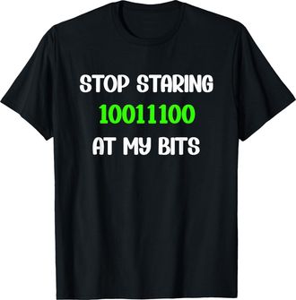 BDAZ Lustiger Computer-Code-Programmierer mit Aufschrift Stop Staring at My Bits T-Shirt