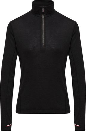 Moncler Moncler Col Roul&eacute; En Laine Et Soie M&eacute;lang&eacute;es, Femme, Noir, Taille: Xl