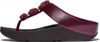 FitFlop Sandales Fino Beadie-Button Metallic Toe Post Sandales pour femme, Rubis m&eacute;tallis&eacute;, 38 EU